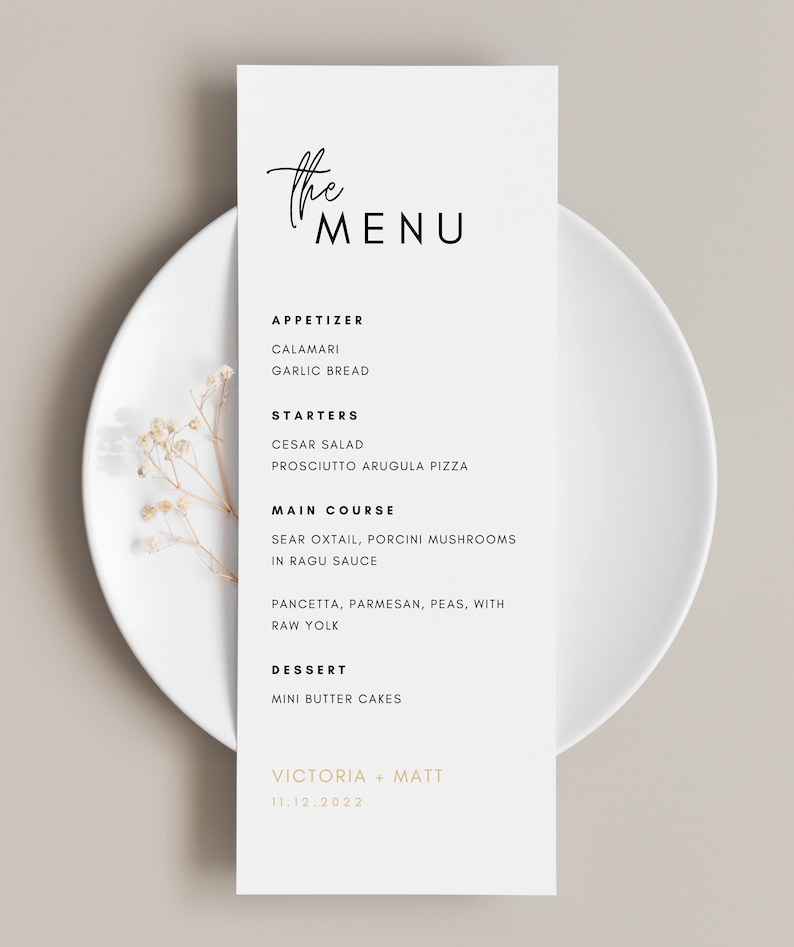 Modern Menu Printable Template DIY. Versatile for All Occasions ...