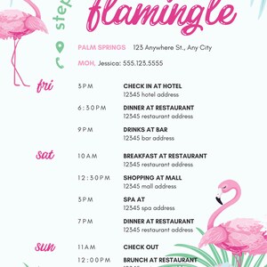 Final Flamingle Flamingo Digital Print Postcard Bachelorette Itinerary ...