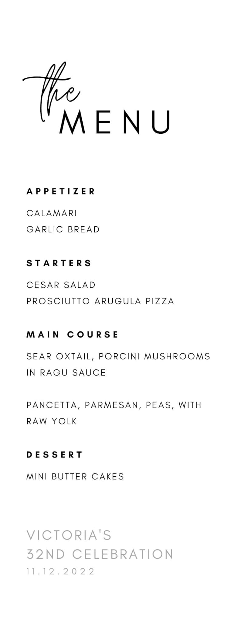 Modern Menu Printable Template DIY. Versatile for All Occasions ...