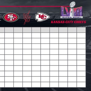 Super Bowl LVIII 2024 Squares. Instant Download, Printable. San ...