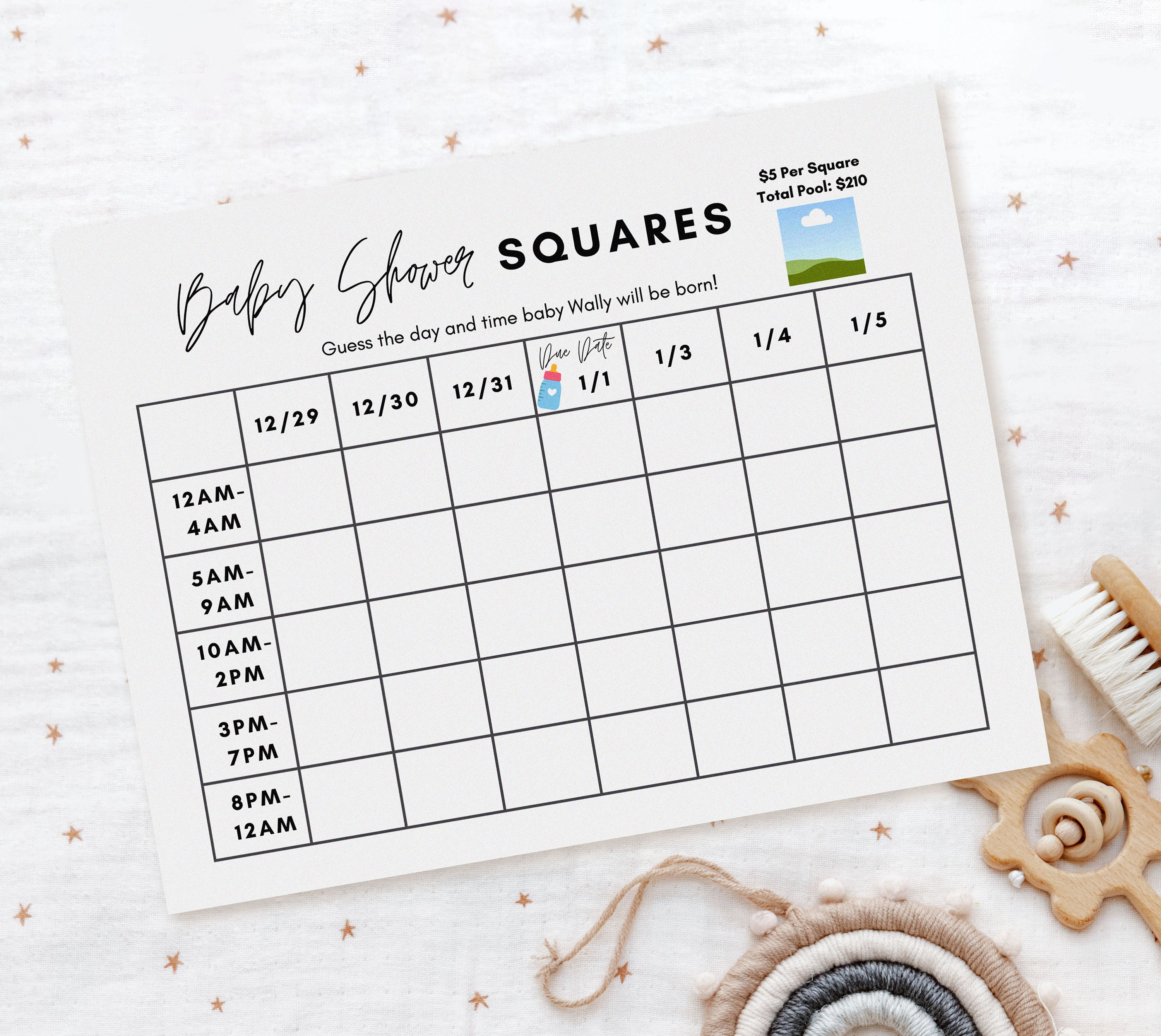 Modern Baby Shower Square Printable Template DIY. Versatile for All ...