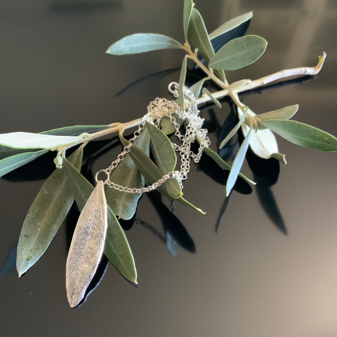 Silver Olive Leaf Necklace, Nature Leaves, Unique Necklace, Leaf ...