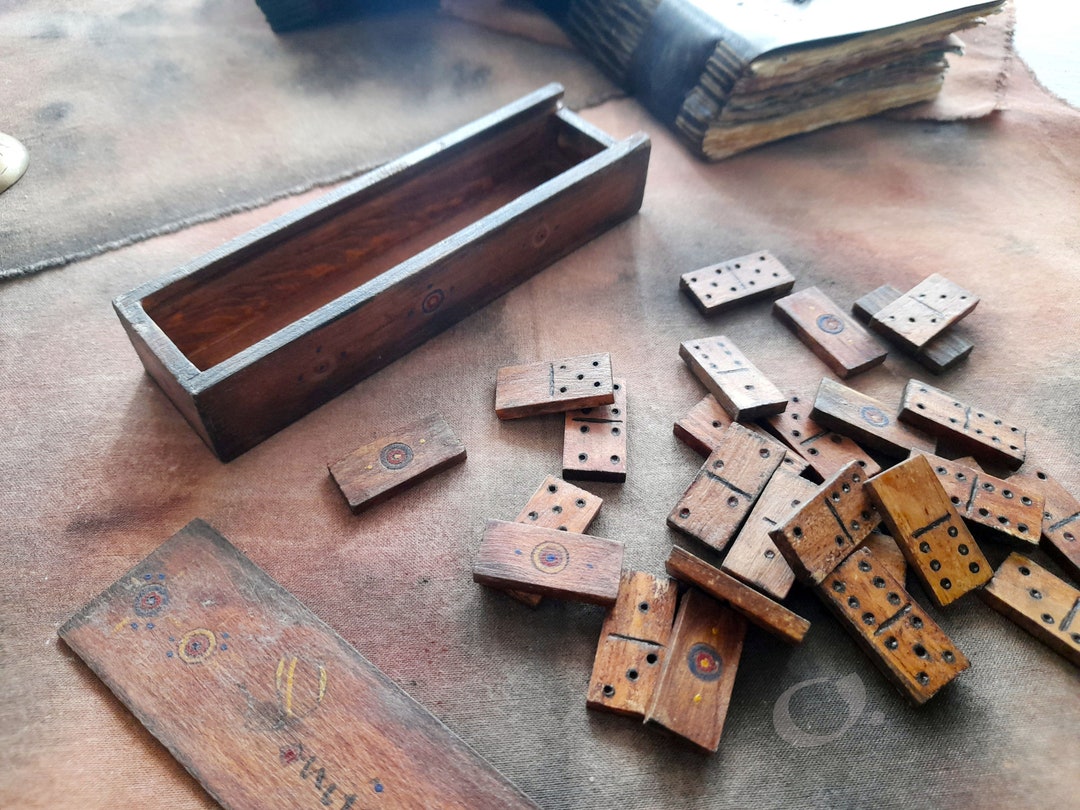 Handmade Dominoes Game Bundle, Antique Looking Family Table Game ...