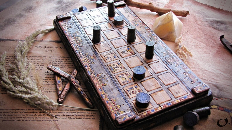 Senet Board Game - Ancient Wooden Racing Game for 2 Players, Handmade ...