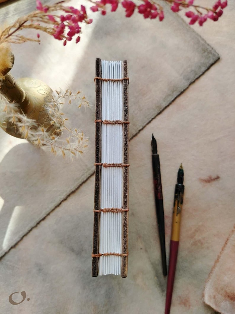 Wooden Journal, Ikebana Hand-illustrated Sketchbook, Coptic Bound Diary ...