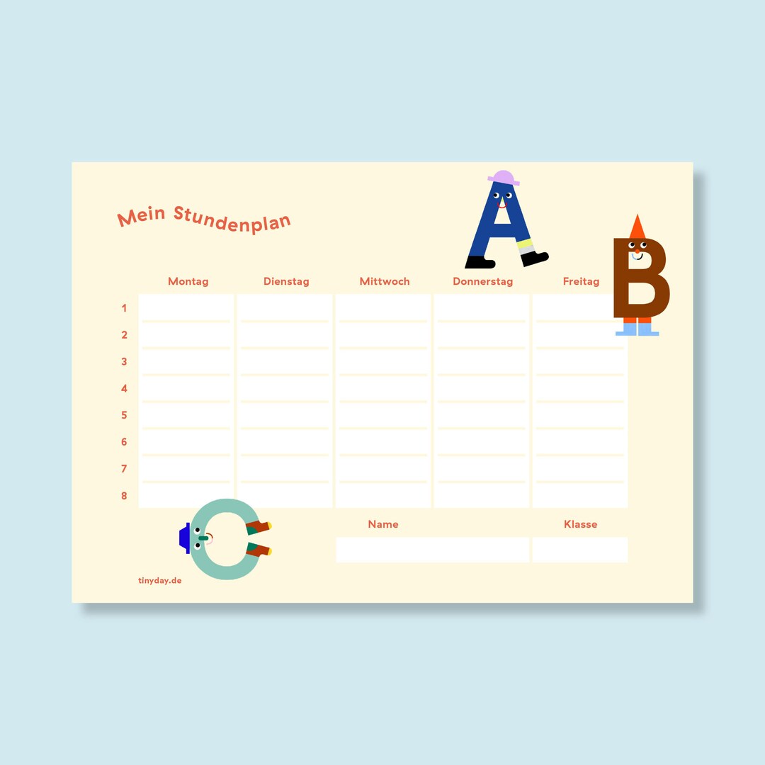 Timetable DIN A5 "abc" School Enrollment / School / Schoolchild ...
