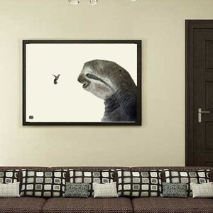 Sloth and Hummingbird Pencil Drawing Print, Original Drawing 3x2 Print ...