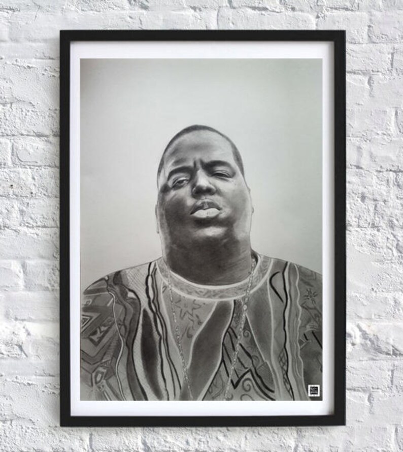 The Notorious B.I.G. Original Pencil Drawing A2, Biggie Smalls Portrait ...