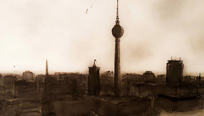 Berlin Skyline Drawing Print, Watercolour and Pen Original Drawing of ...