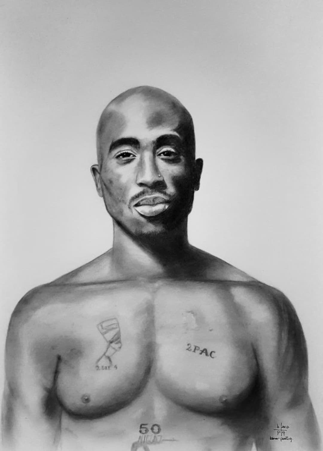Original Pencil Drawing A2, 2pac Portrait, Realistic Pencil and ...