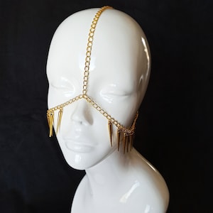 Gold Chain Mask, Burning Man Mask, Metal Face Chain, Fashion Mask, Gold ...