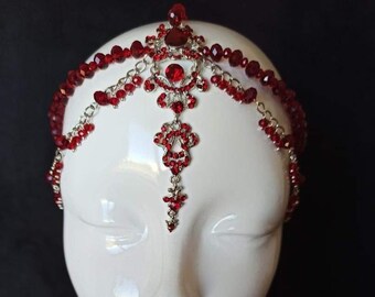 Red Crystal Head Chain - Etsy