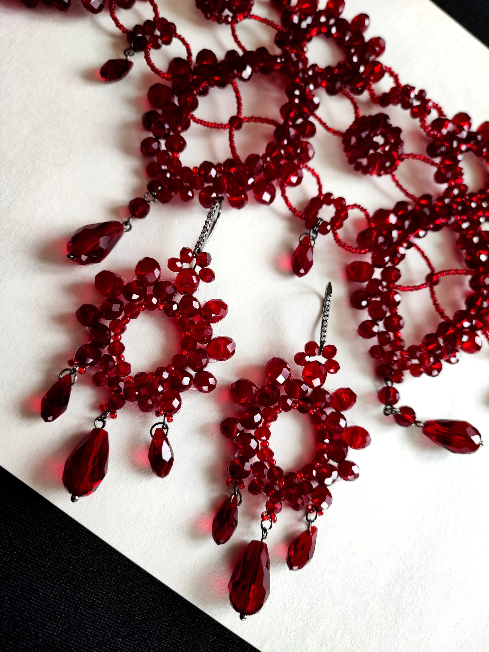 Dark Red Choker, Ruby Gothic Necklace, Garnet Wide Necklace, Burgundy ...