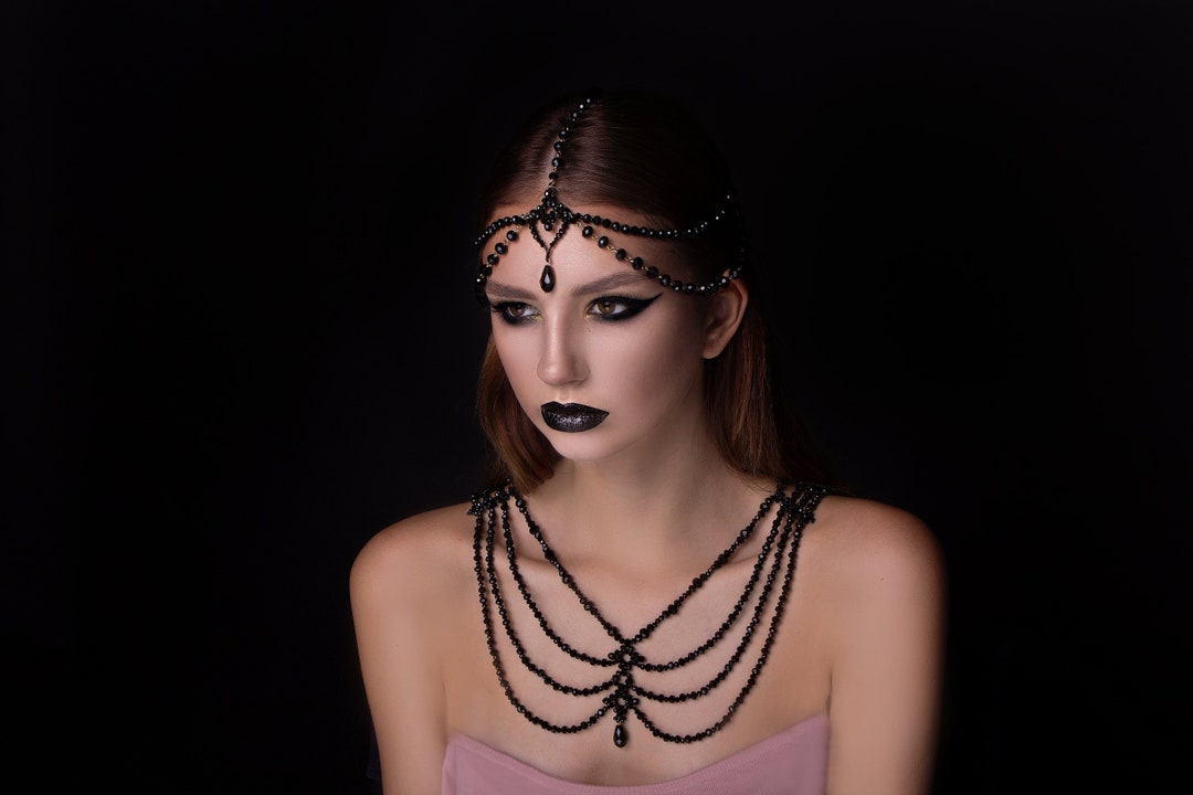 Black Crystal Women Head Piece Fashion Statement Headpiece Designer ...