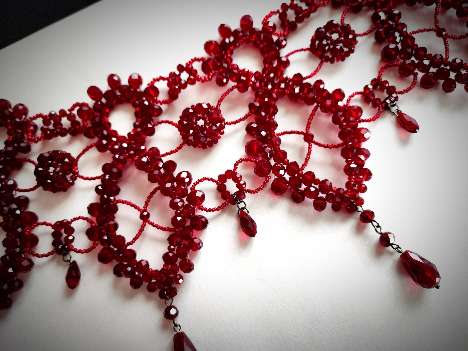 Dark Red Choker, Ruby Gothic Necklace, Garnet Wide Necklace, Burgundy ...