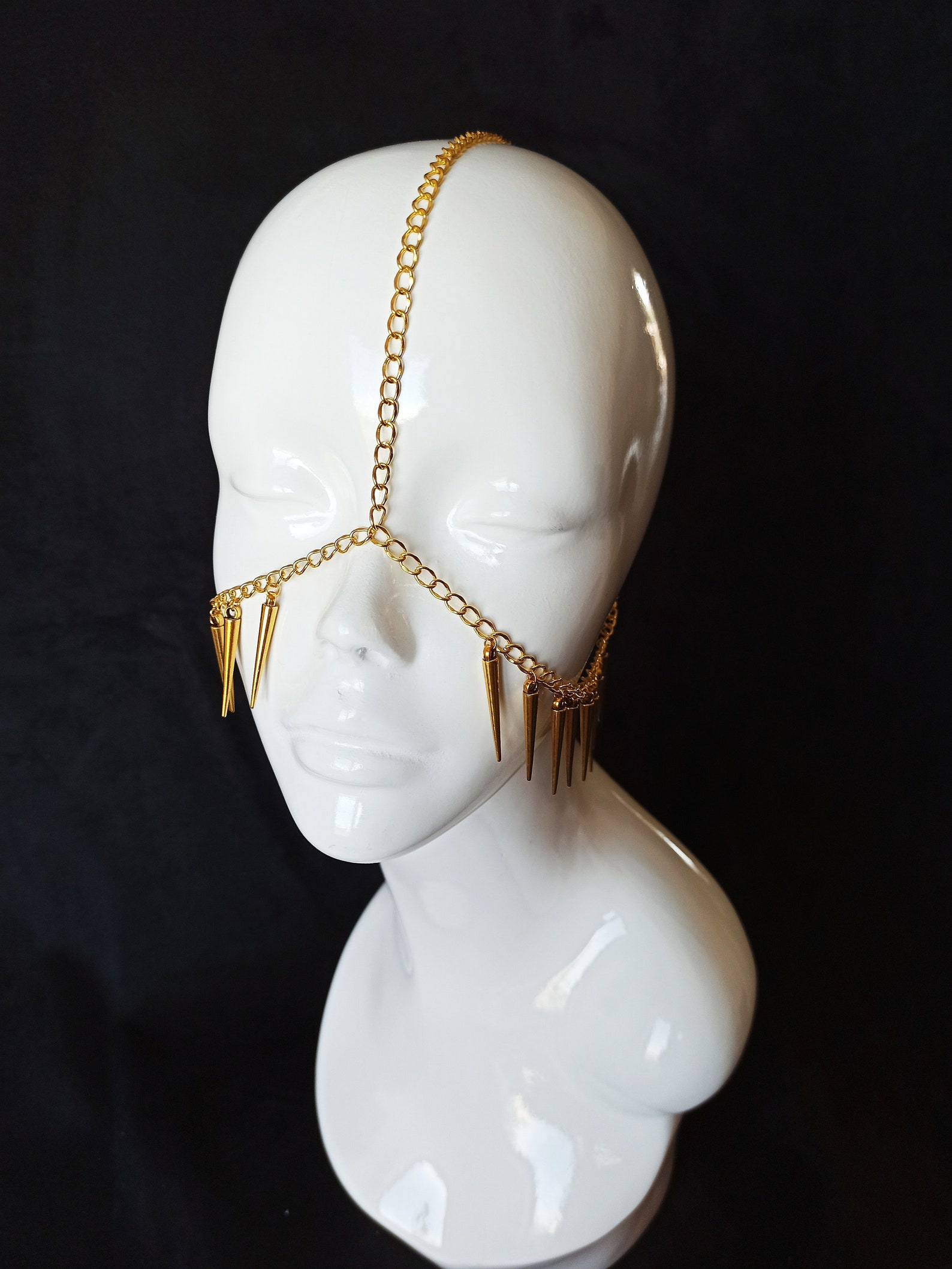 Gold Chain Mask Burning Man Mask Metal Face Chain Fashion | Etsy