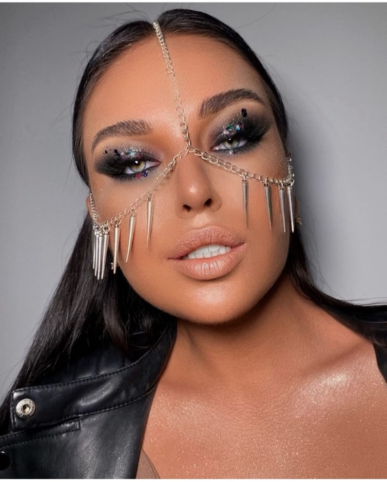 Gold Chain Mask Burning Man Mask Metal Face Chain Fashion - Etsy