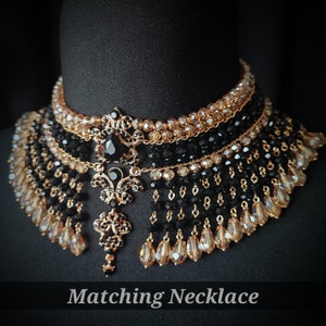 Black Head Piece, Crystal Beaded Hair Chain, Statement Woman Headpiece ...