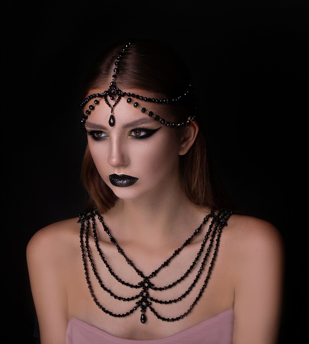 Crystal Black Necklace, Shoulder Chain Wedding Shoulder Necklace ...