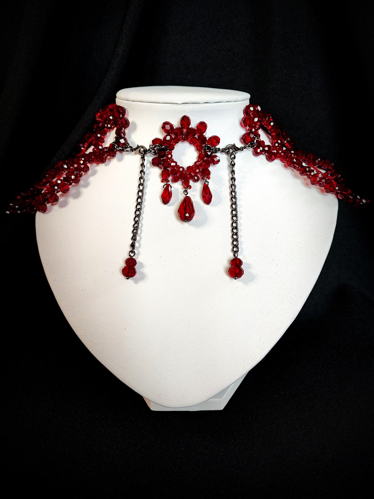 Dark Red Choker Ruby Gothic Necklace Garnet Filigree - Etsy