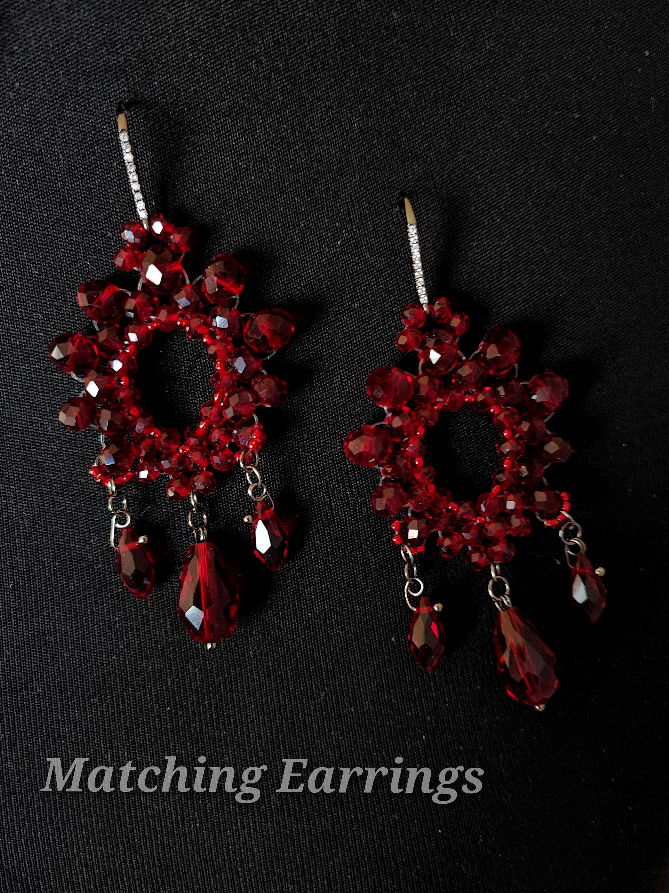 Dark Red Shoulder Necklace, Statement Necklace Red, Burgundy Jewelry ...