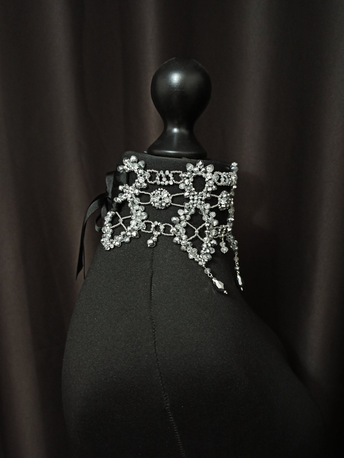 Silver Statement Choker Pageant Necklace Silver Lace Choker | Etsy