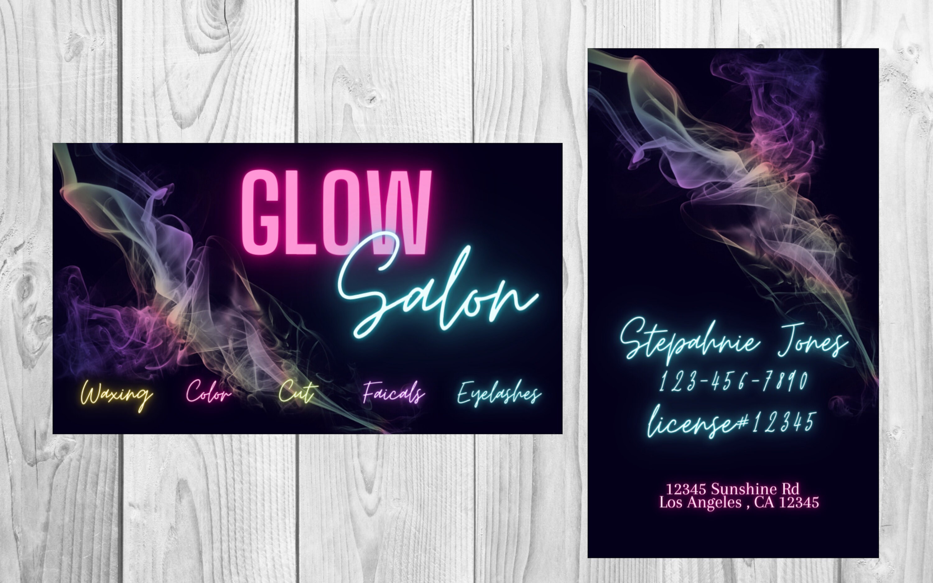 Customizable Neon Glow Business Card | Printable Glow and Smoke Design ...