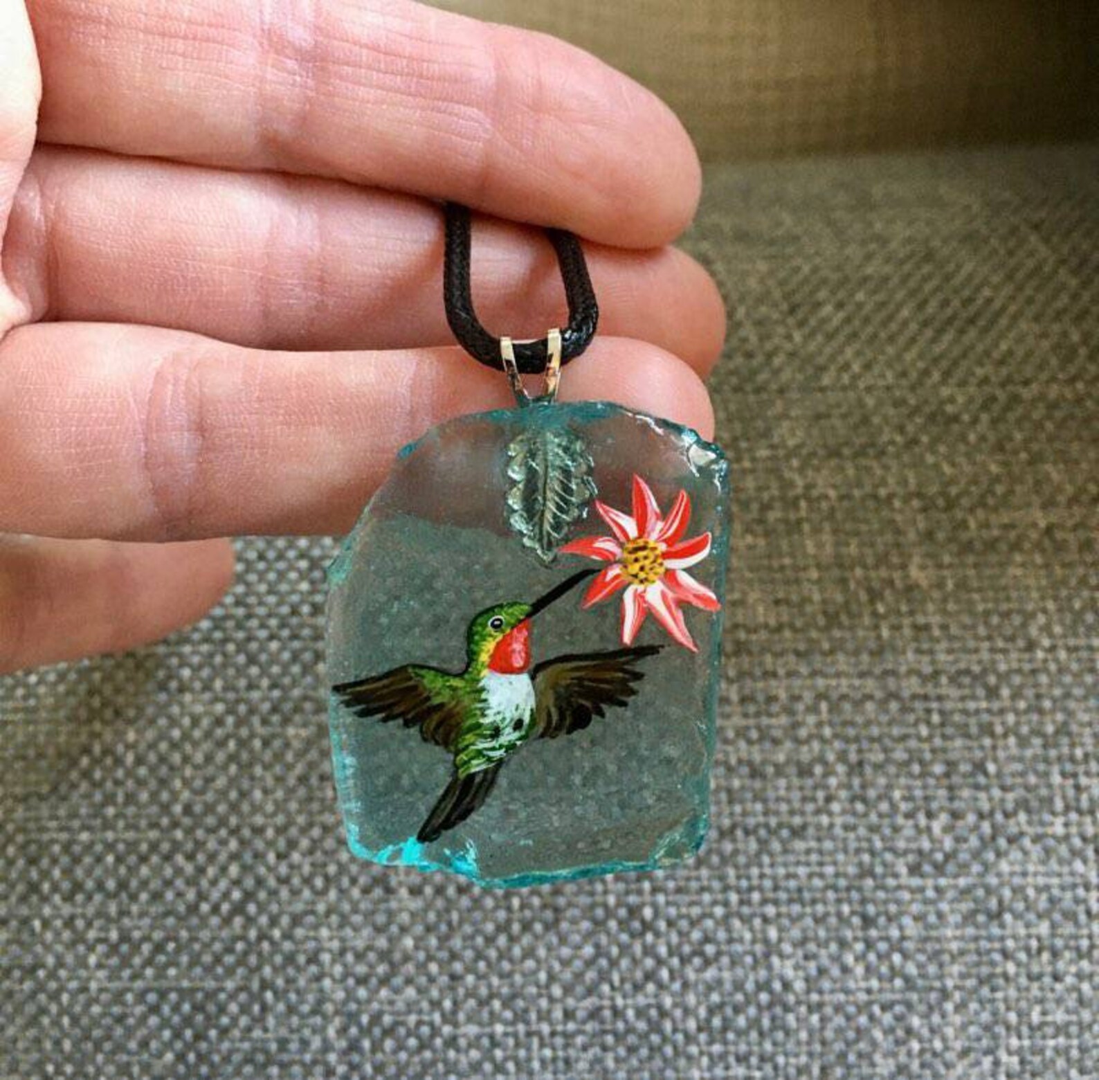 Hummingbird pendants Sea glass jewelry Bird necklaces Beach | Etsy