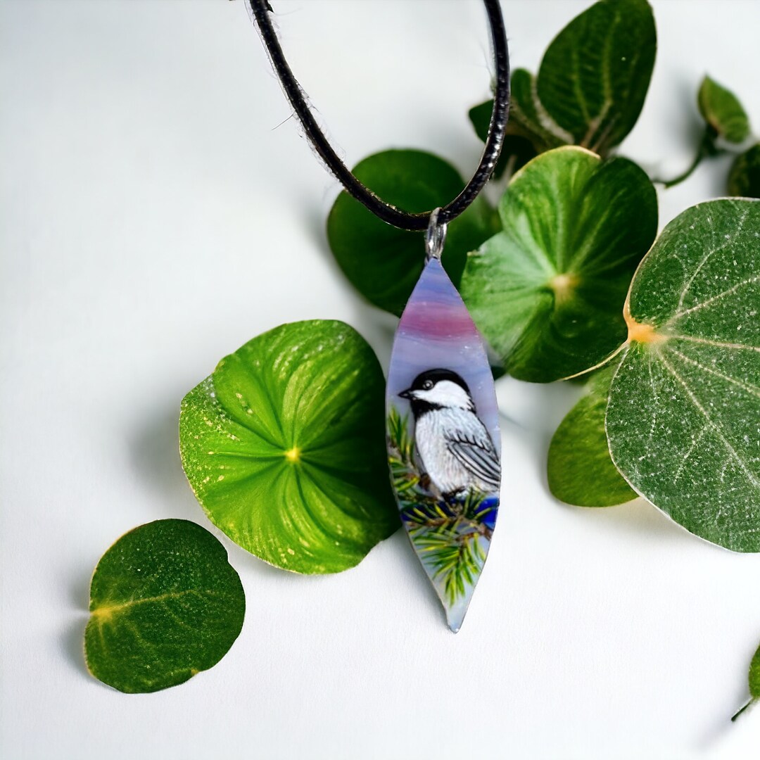 Chickadee Necklace, Stained Glass Bird, Pastel Pink Jewelry, Spring ...