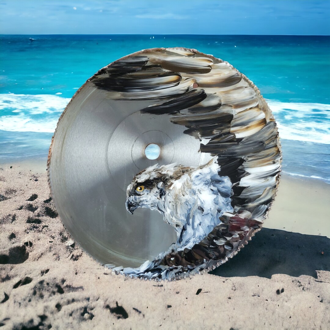 Osprey Painting: Upcycled Saw Blade Art, Coastal Bird Decor - Etsy