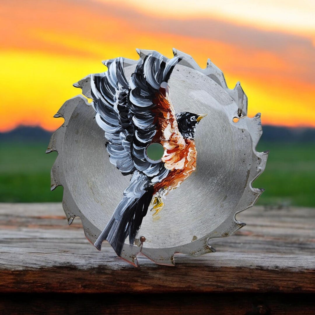 Hand-painted Robin on Upcycled Saw Blade: Country Home Decor - Etsy