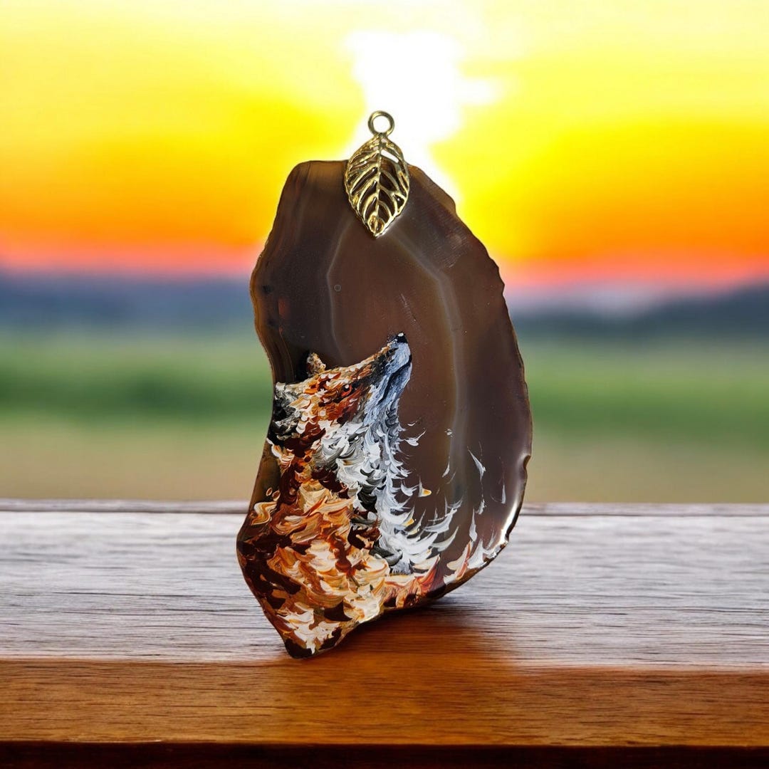 Fox Art, Painted Rock, Wildlife Decor, Decorative Stone, Cottagecore ...