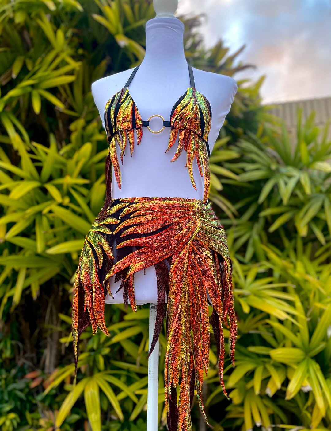 Sequin Flame Rave SKIRT Only/fire Flame Costume/halloween/sexy Festival ...