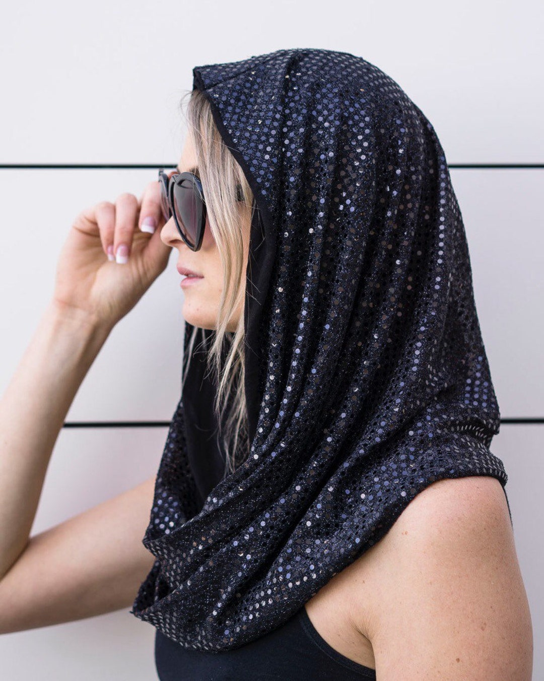 Night Owl Rave Hood/ Festival Hood/ Rave Hoodie/sequin Rave Hood/ Rave ...