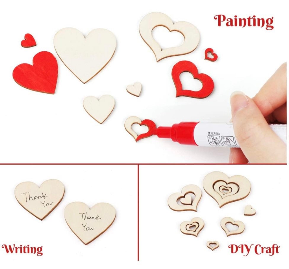 Wooden Heart Embellishments, Wooden Heart Slices, Guest Book, Scrapbook ...