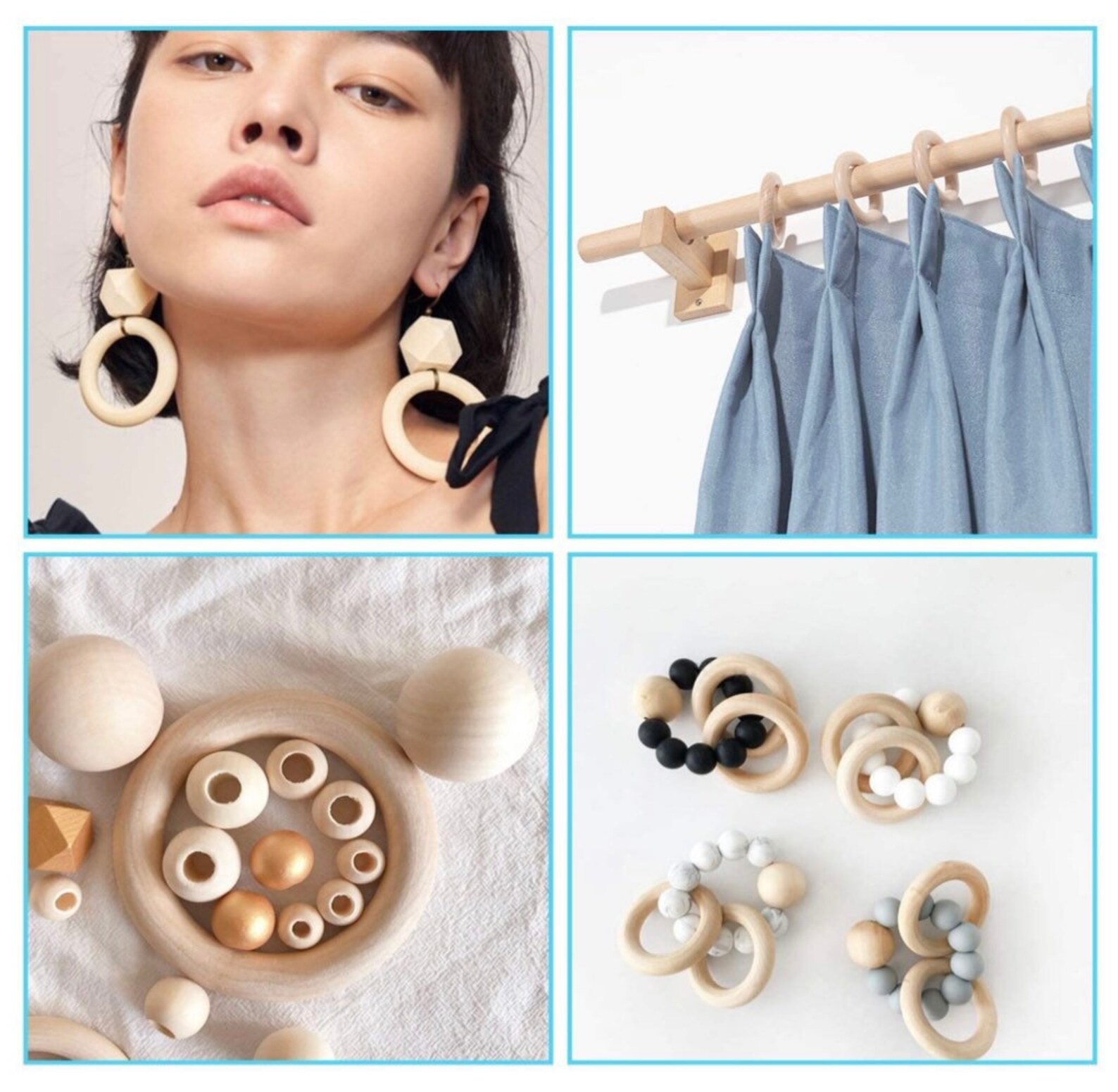 Wooden rings macrame wooden craft rings Teething ring | Etsy