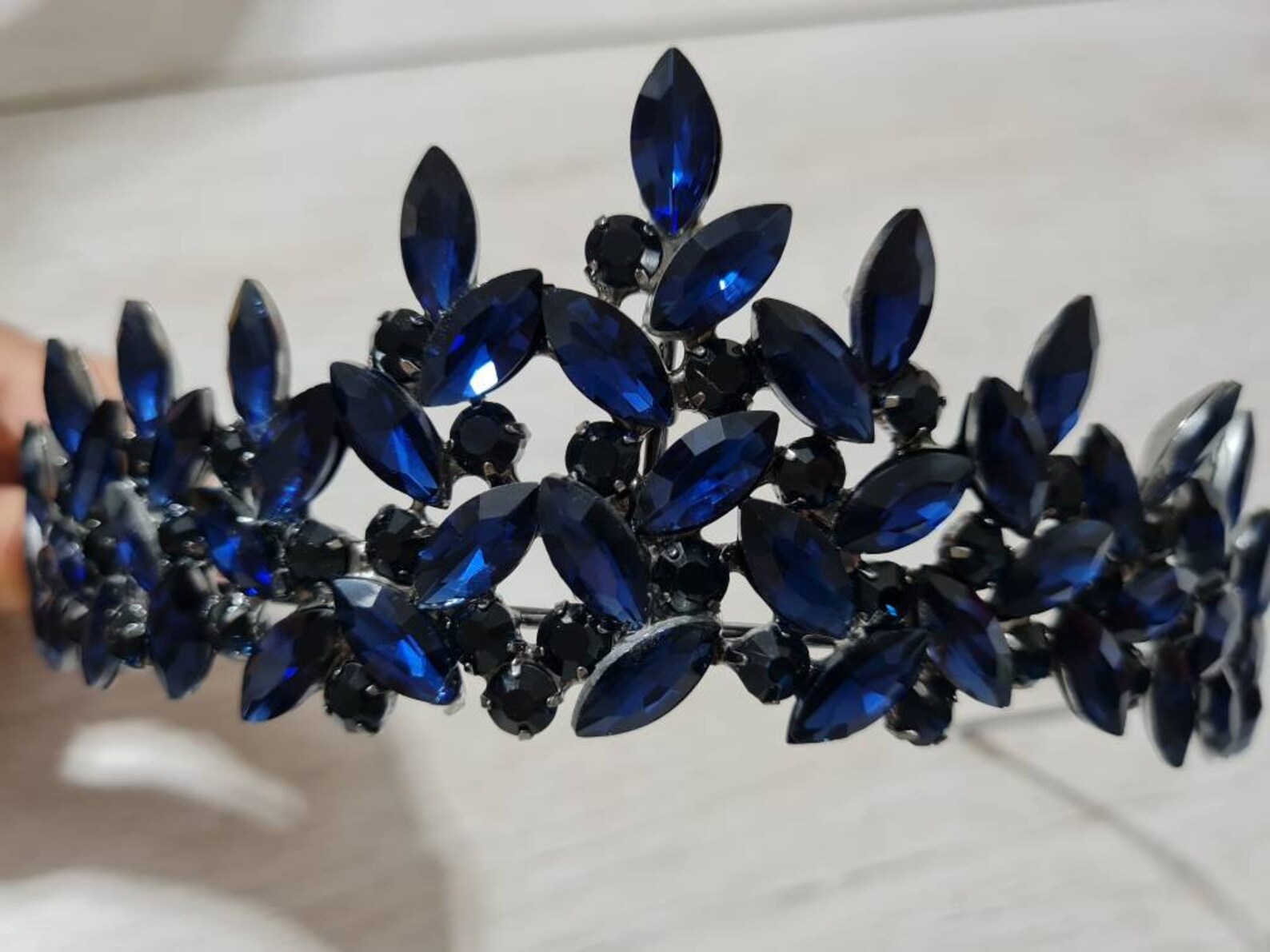 Blue Crystal Tiara Navy Blue Crown Navy Tiara Wedding Hair - Etsy