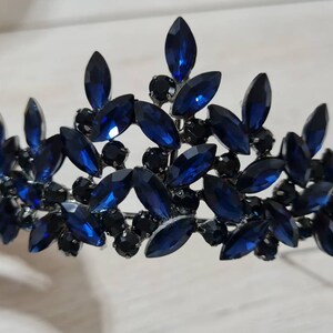 Blue Crystal Tiara, Navy Blue Crown, Navy Tiara, Wedding Hair ...
