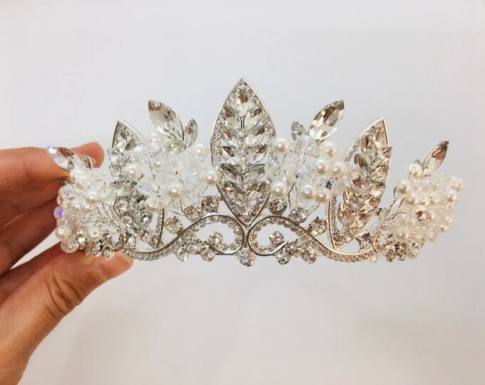 Crystal Wedding Tiara, Beaded Wedding Crown, Bridal Tiaras, Hair ...