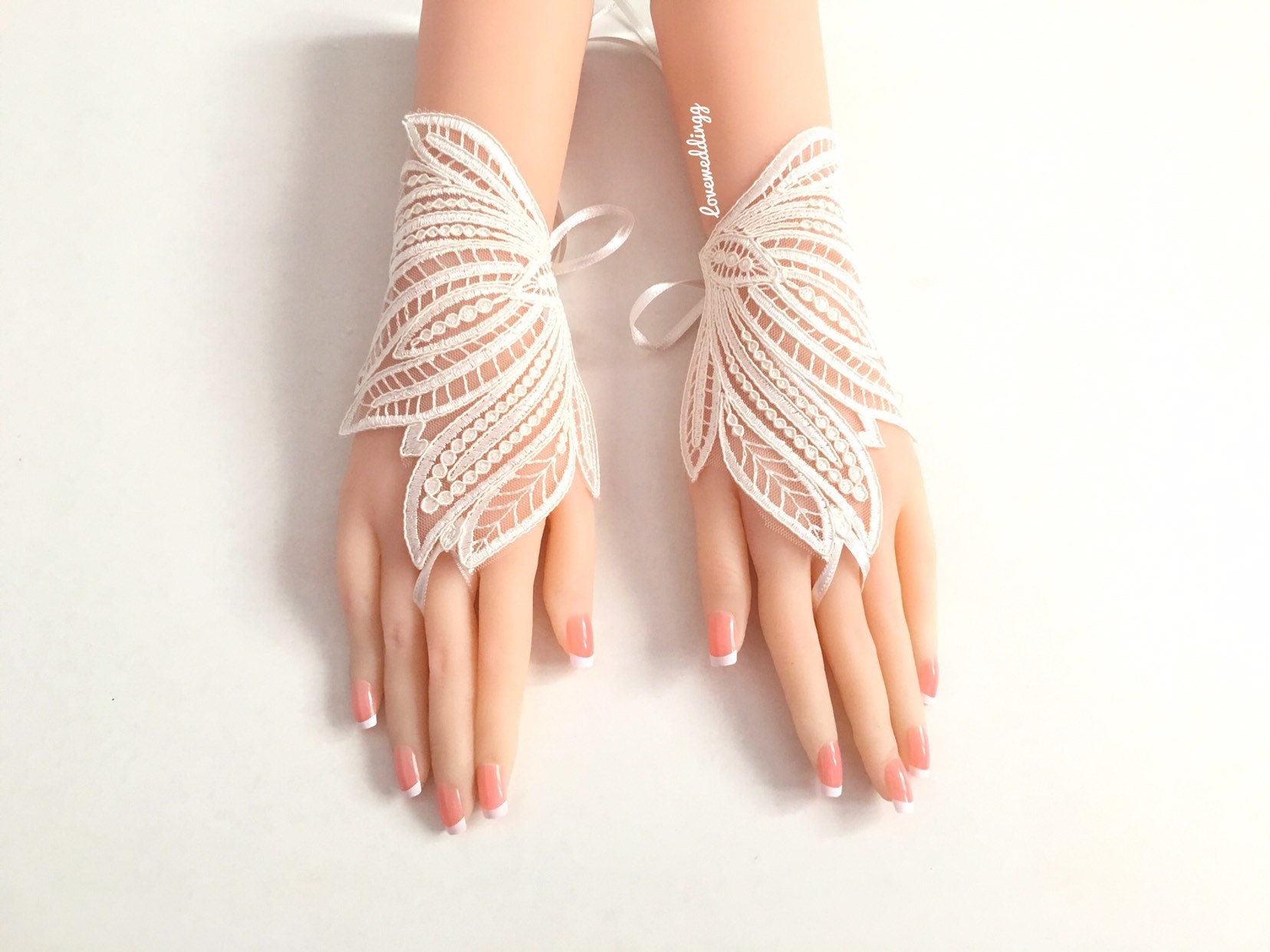 Wedding Lace Gloves, Bridal Gold ıvory Gloves, Vintage Gloves ...