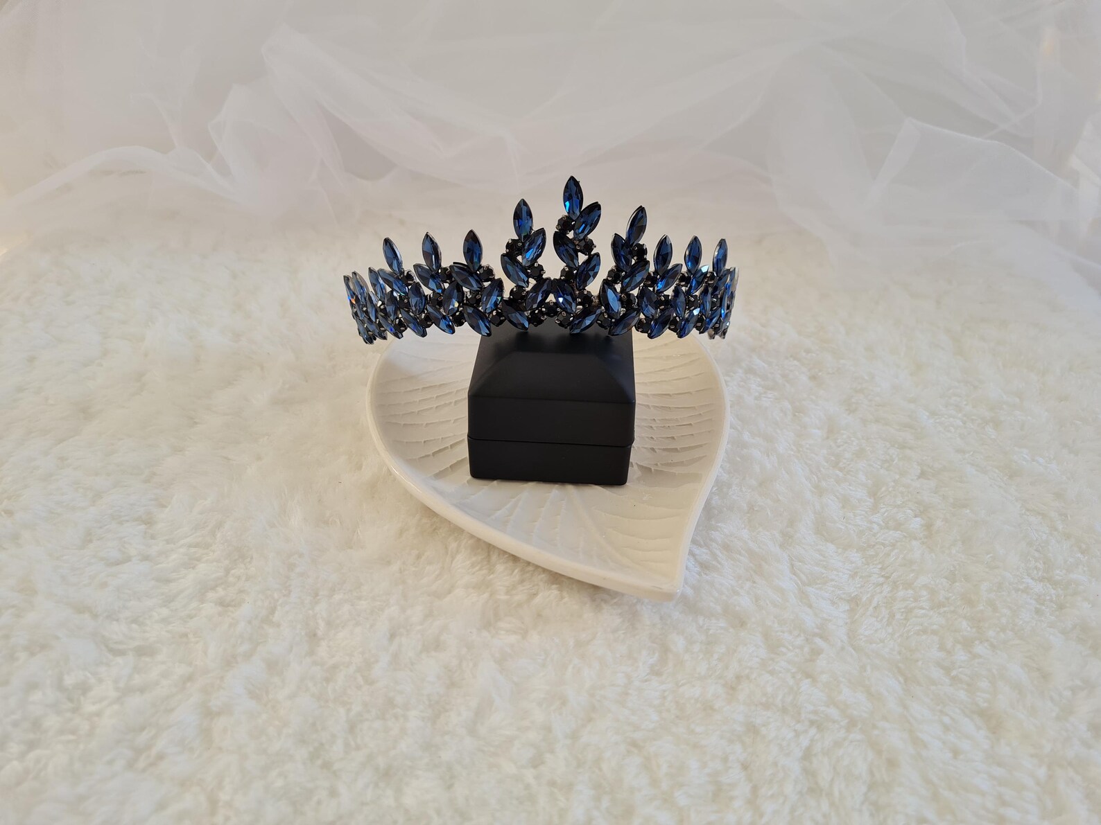 Blue Crystal Tiara, Navy Blue Crown, Navy Tiara, Wedding Hair ...