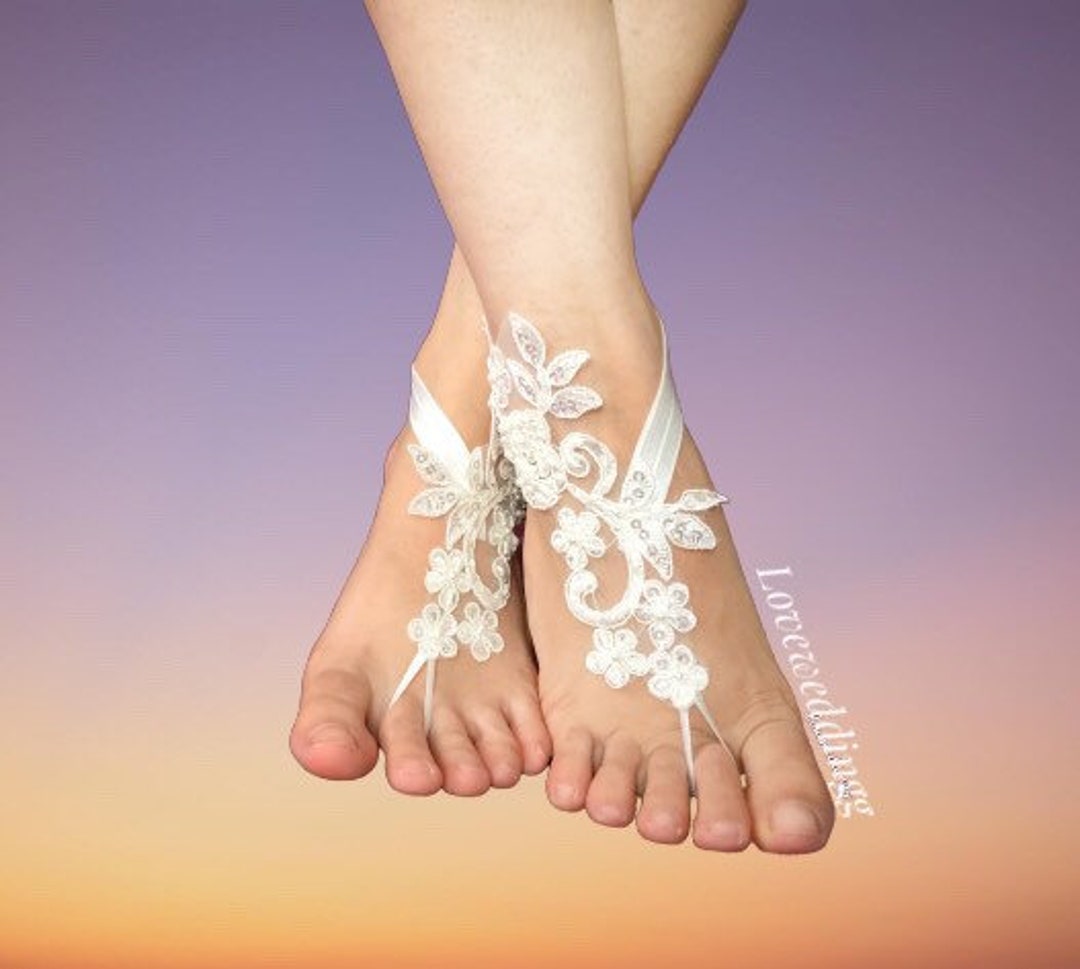 Wedding Barefoot Sandals, Foot Jewelry, Sandals for Bride, Beach ...