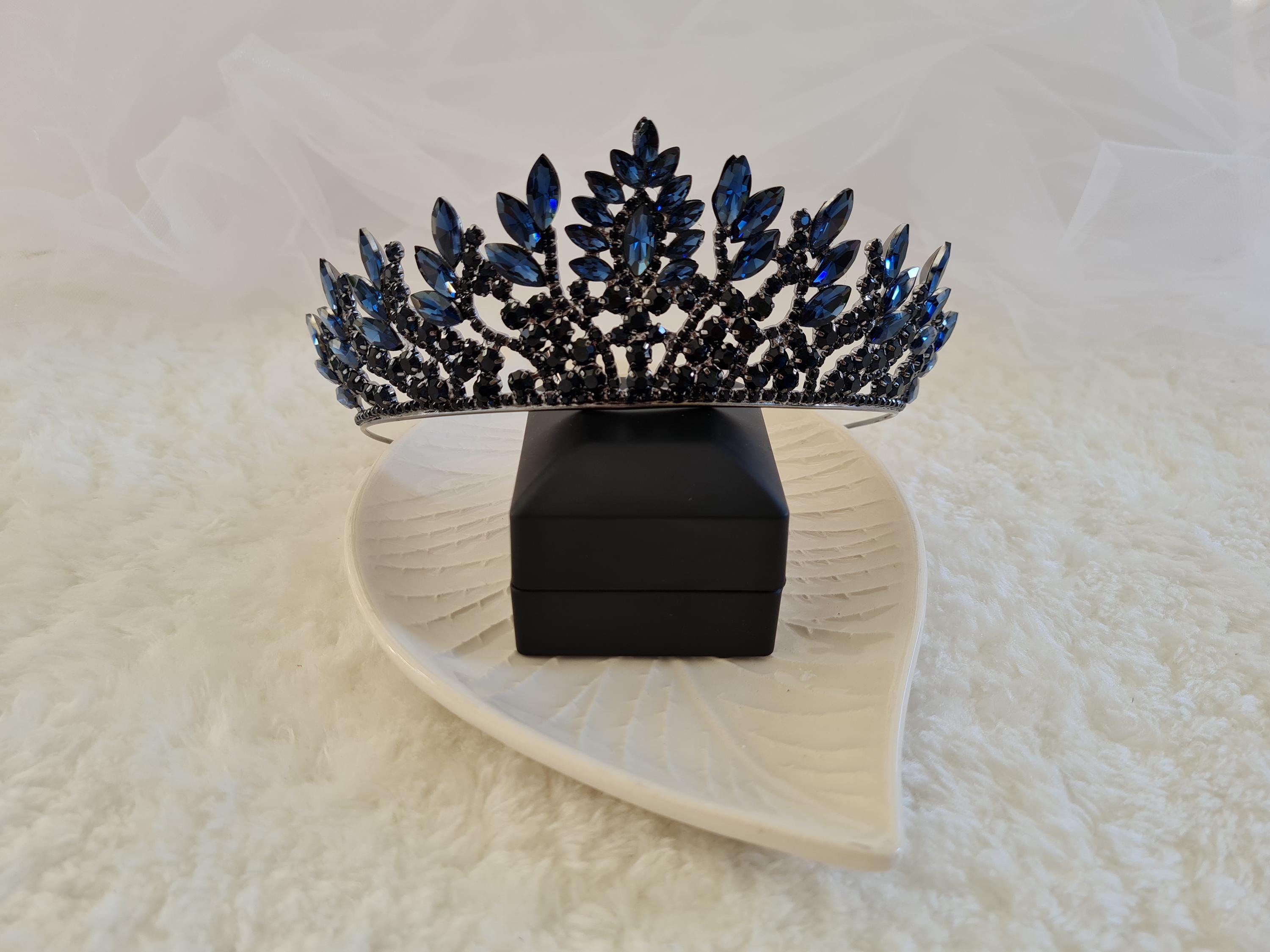 Navy Blue Crown, Tiara Bridal, Wedding Crown for Bride, Hair ...