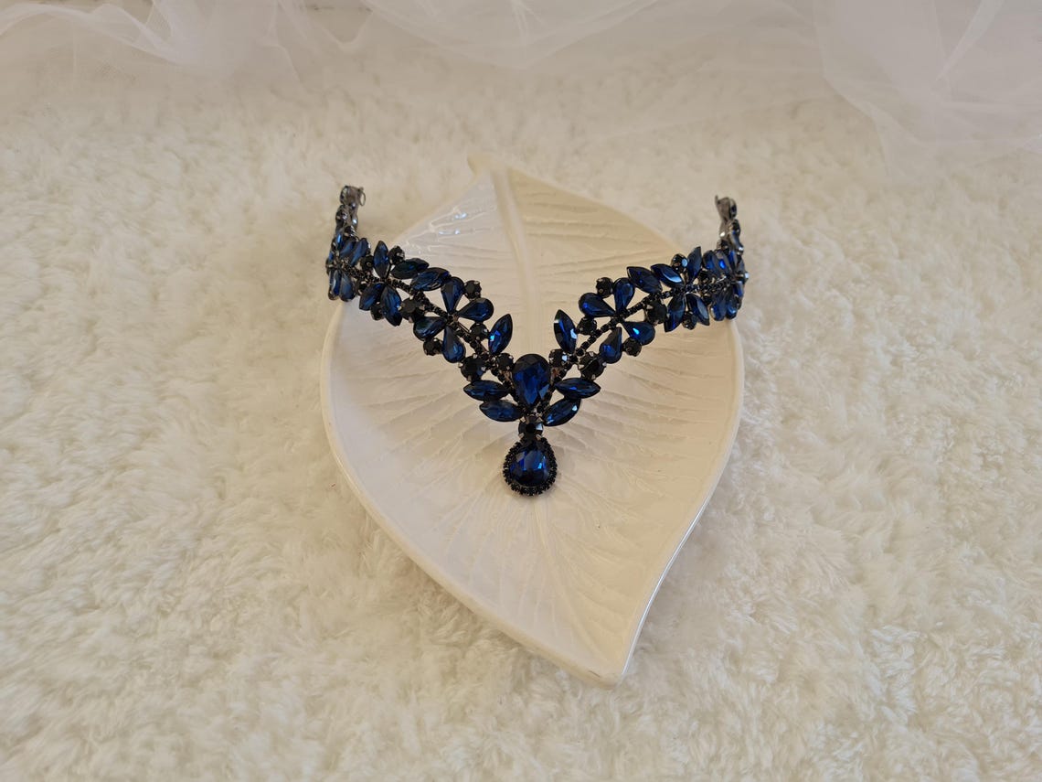 Navy Blue Crown, Tiara Navy, Bridal Crown, Wedding Crown for Bride ...