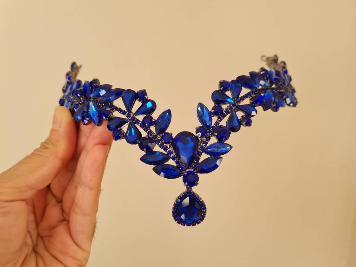Blue Crown Tiara Blue Bridal Crown Wedding Crown for Bride - Etsy