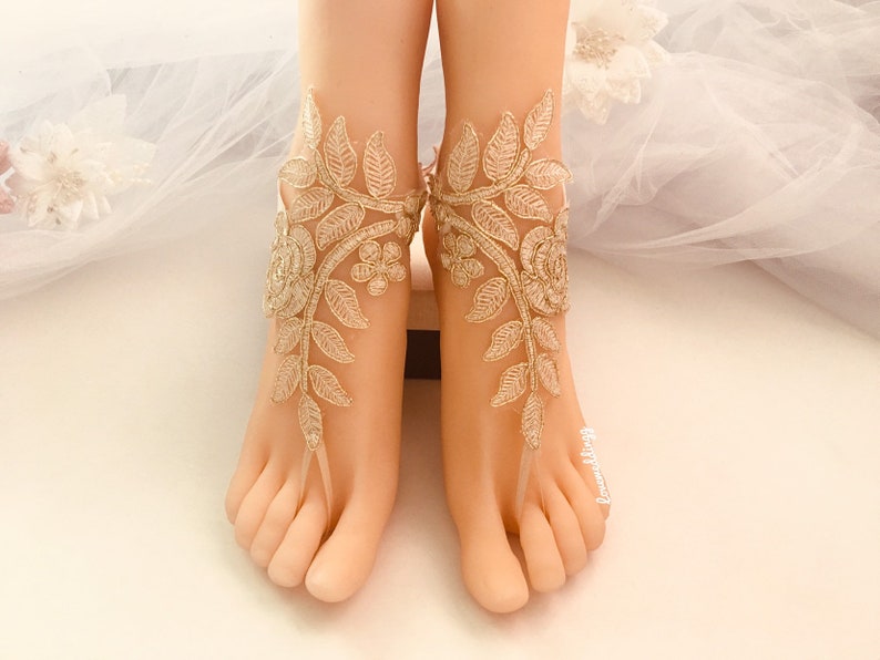 Gold Foot Jewelry Wedding, Wedding Barefoot Sandals Gold, Bride ...