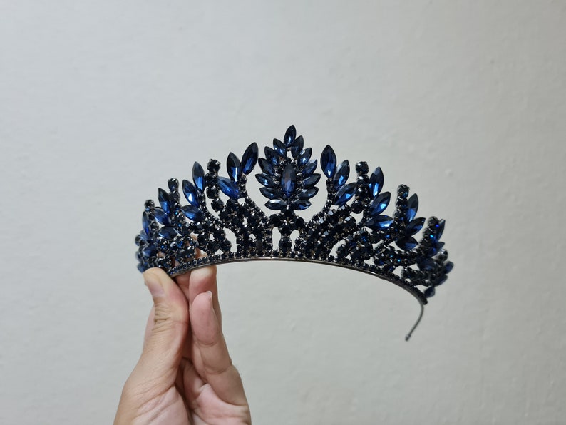 Navy Blue Crown, Tiara Bridal, Wedding Crown for Bride, Hair ...