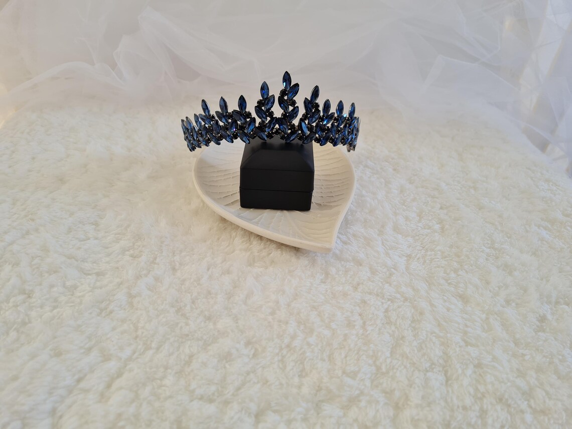 Blue Crystal Tiara, Navy Blue Crown, Navy Tiara, Wedding Hair ...