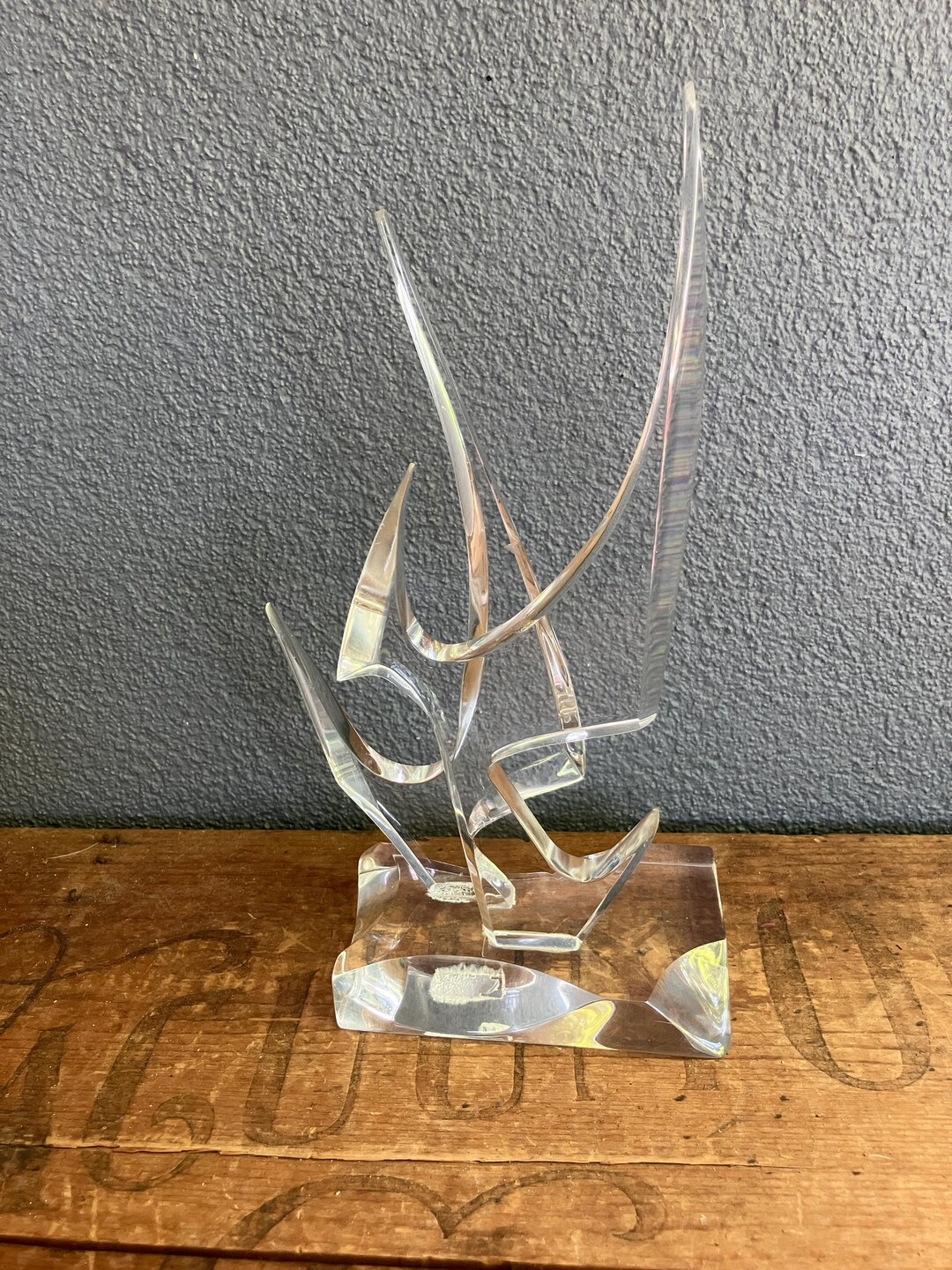 Modernist Clear Acrylic Lucite in Style of Norman Mercer Abstract ...