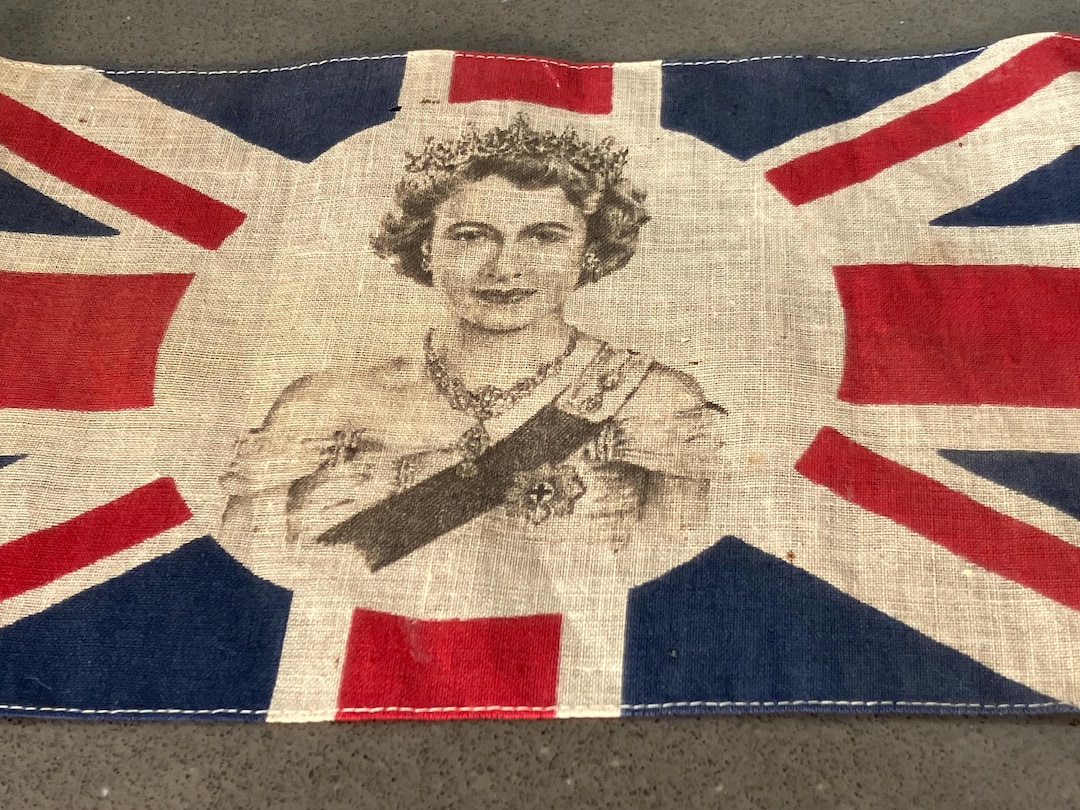 Antique Queen Elizabeth Union Jack Flag From 1950s Era / Queen ...